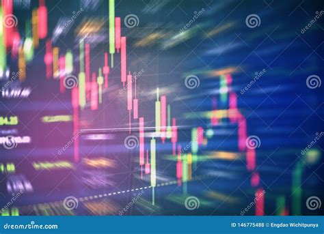 Stock Graph Chart With Fibonacci Indicator And Volume Bar