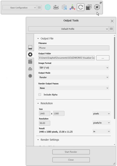 Output Tools 2019 SOLIDWORKS Visualize Help