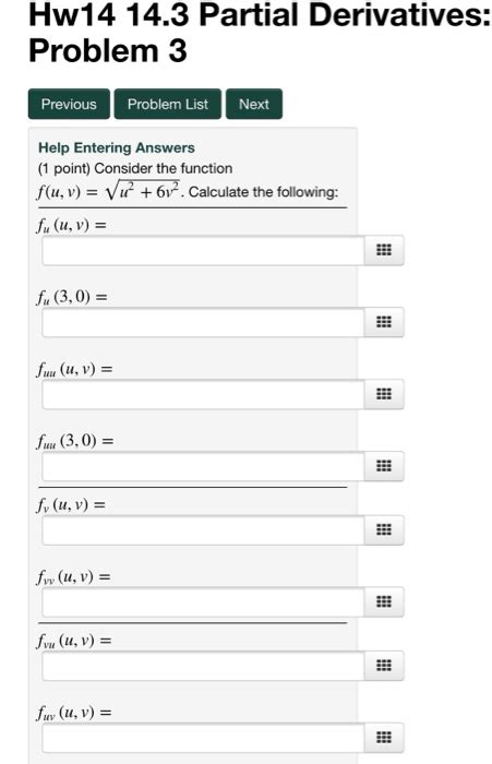 solved hw14 14 3 partial derivatives problem 3 previous