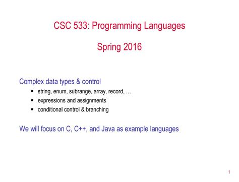 csc 533 programming languages spring ppt download