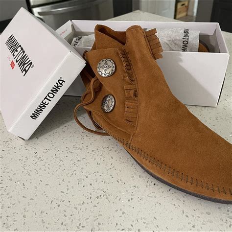 Two Button Hardsole Boot Moccasins From Minnetonka Depop