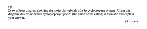 Q6 Draw A Frost Diagram Showing The Molecular Orbitals Of A 3p Cyclopropene System Using This