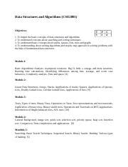 Dsa Theory And Lab Syllabus Cse Docx Data Structures And Algorithms Cse