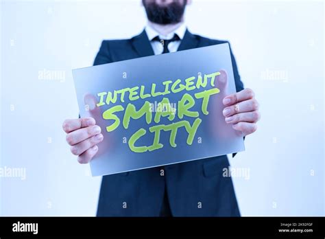 Writing Displaying Text Intelligent Smart City Word For Urban
