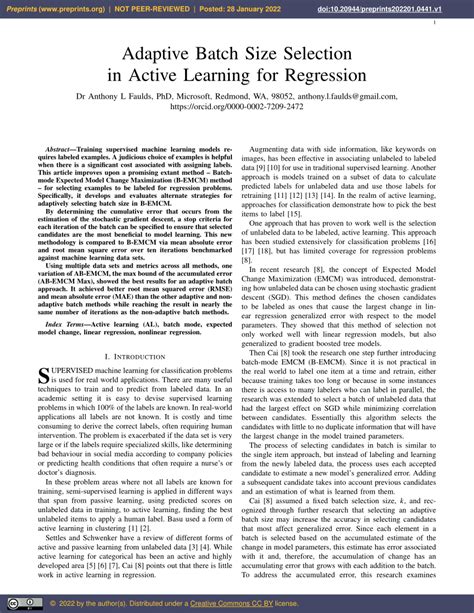 Pdf Adaptive Batch Size Selection In Active Learning For Regression