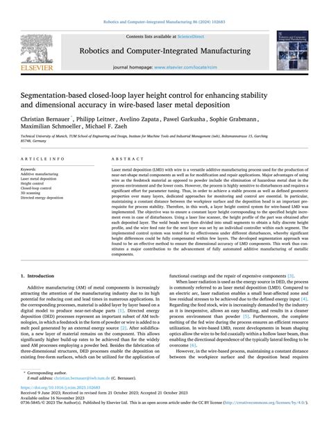 PDF Segmentation Based Closed Loop Layer Height Control For Enhancing Stability And