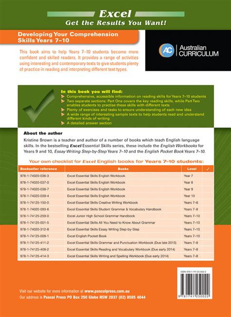 Excel Essential Skills Developing Your Comprehension Skills Years 7 10
