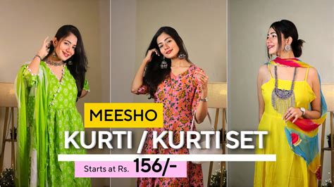 Huge Meesho Kurta Setkurti Haul Starting At Rs156 Try On Haul