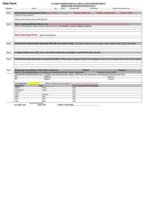 Fillable Behavior Intervention Plan Form Printable Pdf Download