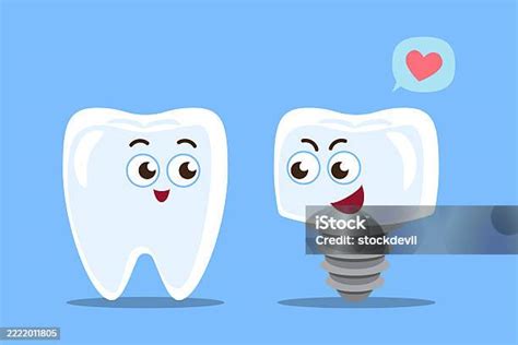 치과 임플란트 일반 치아와 인공 치아 만화 캐릭터 일러스트 벽지 벡터 강철에 대한 스톡 벡터 아트 및 기타 이미지 강철 건강관리와 의술 건강한 생활방식 Istock