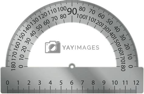 Metal Protractor Geometry Equipment Realistic Angle Measurement By Microone Vectors