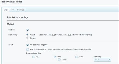 Output Settings Naturalforms Support