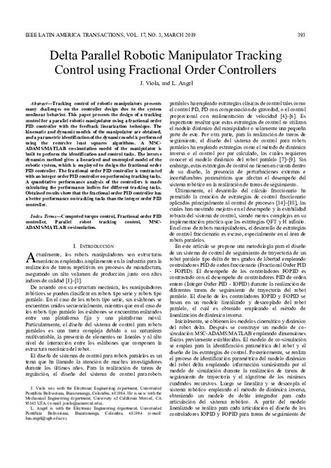 Pdf Delta Parallel Robotic Manipulator Tracking Control Using Fractional Order Controllers