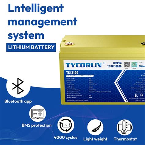 Smart Bluetooth 12v 100ah Lithium Deep Cycle Battery Tycorun Batteries