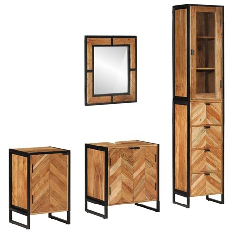 Vidaxl Badezimmerspiegelschrank 4 Tlg Badmöbel Set Eisen Und