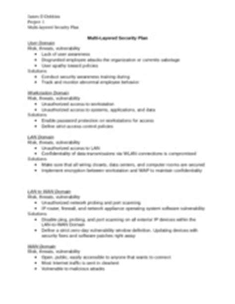 Project Part 1 Multi Layered Security Plan James D Dobbins Project 1 Multi Layered Security