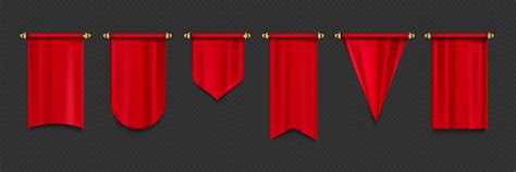 Red Pennant Flags Mockup Blank Hanging Banners 15008131 Vector Art At