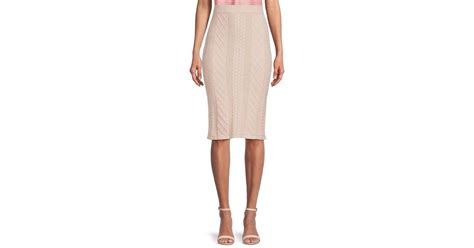 Tahari Cable Knit Pencil Skirt In Natural Lyst