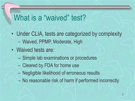 Ppt Good Laboratory Practices With Waived Test Systems Powerpoint