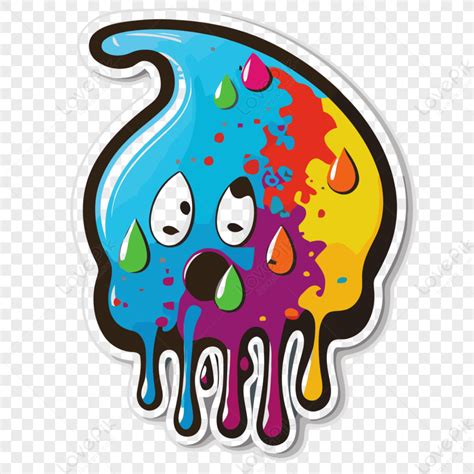 다채로운 떨어지는 페인트는 흰색 스티커 일러스트 클립 아트에 있습니다 벡터상표 Png 일러스트 무료 다운로드 Lovepik