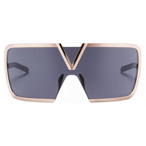 Valentino V Romask Iconic Oversized Mask Sunglasses Rose Gold
