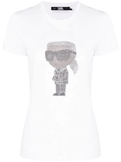 Karl Lagerfeld Ikonik Rhinestone Embellished T Shirt Farfetch
