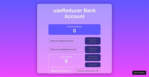 Section 16 Challenge 1 Bank Account UseReducer Codesandbox