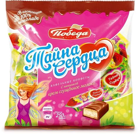 Характеристики Победа вкуса "Тайна сердца" вафельные конфеты с начинкой ...