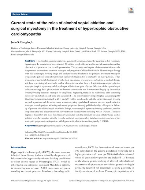 Current State Of The Roles Of Alcohol Septal Ablation And Surgical