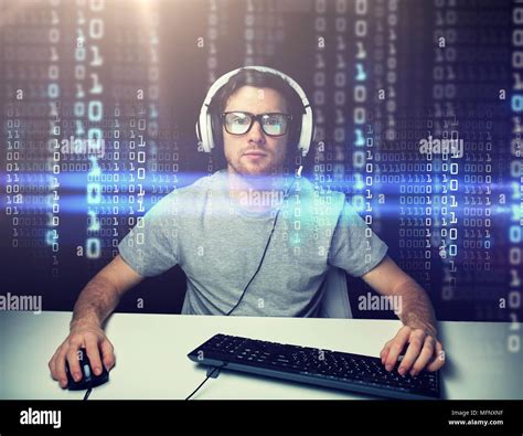 Man Computer Hacker Binary Hi Res Stock Photography And Images Alamy