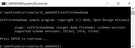 ExIfcSchemaDump Sample Application
