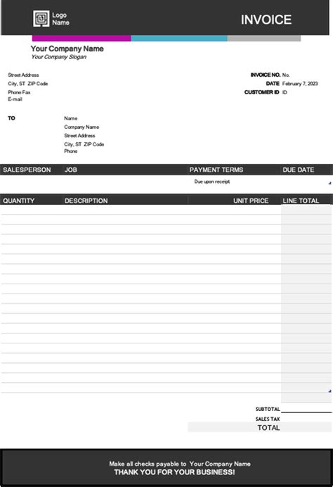 Excel Invoice Templates