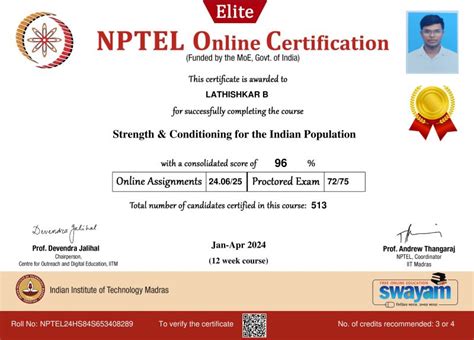 Lathishkar B On Linkedin Nptel Certification Lifelonglearning Iit