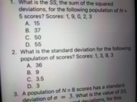 solved 1 what is the ss the sum of the squared deviations