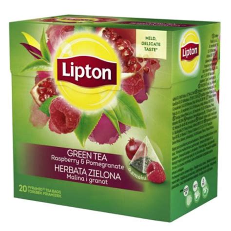 Herbata Zielona Lipton Piramidka Green Tea Aromatyzowana Ekspresowa Torebek Malina I