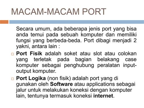 Pengertian Dan Fungsi Port