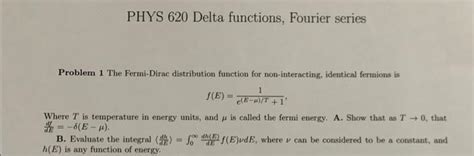 Solved Phys 620 Delta Functions Fourier Series Problem 1