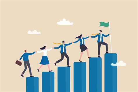 Teamwork To Success Together Employee Career Path Or Partnership Support To Help Business