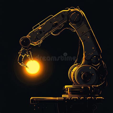 A Robotic Arm Illuminated By A Glowing Sphere Symbolizing Cutting Edge Technology Stock