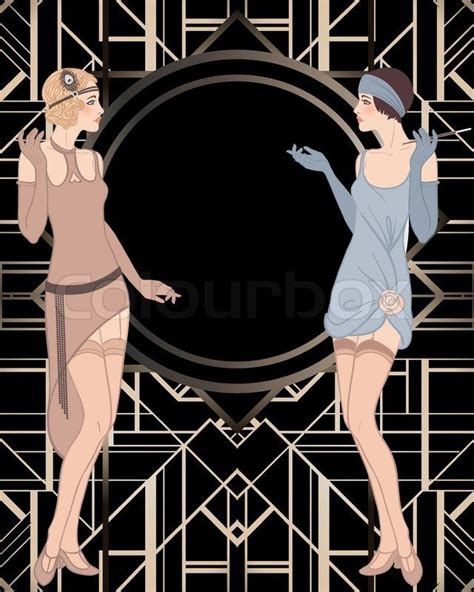 Flapper Girl Retro Party Invitation Design Vector Illustration
