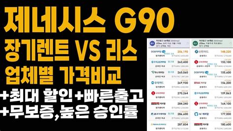 제네시스 G90 장기렌트 견적비교 가격비교 무보증장기렌트 장기렌트카 견적 리스 리스료 리스견적 출고기간 재고리스트 Youtube