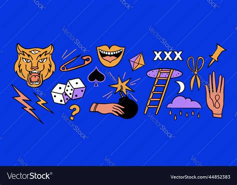 Retro Style Sticker Collection Royalty Free Vector Image