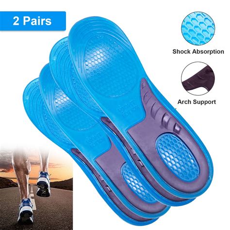 2 Pairs Man Women Silicone Gel Insoles Shock Pads Arch Support Orthopedic Shoe Inserts