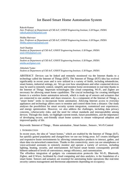 iot based smart home automation system 1 pdf home automation