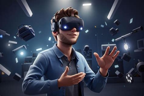 Premium Photo Man Wearing Virtual Reality Simulators