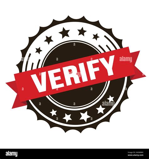 VERIFY Text On Red Brown Ribbon Badge Stamp Stock Photo Alamy