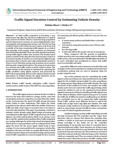 Traffic Signal Duration Control By Estimating Vehicle Density Pdf