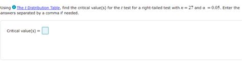 Solved Using @ The t Distribution Table, find the critical | Chegg.com