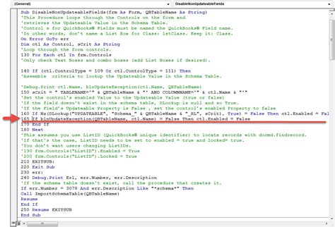 Qodbc How To Use Vba To Disable Non Updateable Quickbooks® Fields On A