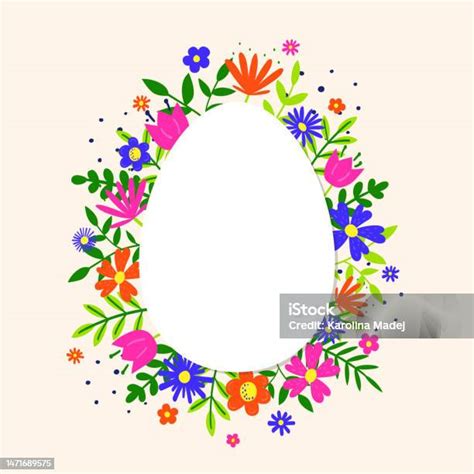부활절 배경입니다 꽃과 부활절 달걀의 개념입니다 벡터 그림 0명에 대한 스톡 벡터 아트 및 기타 이미지 0명 개념 공란